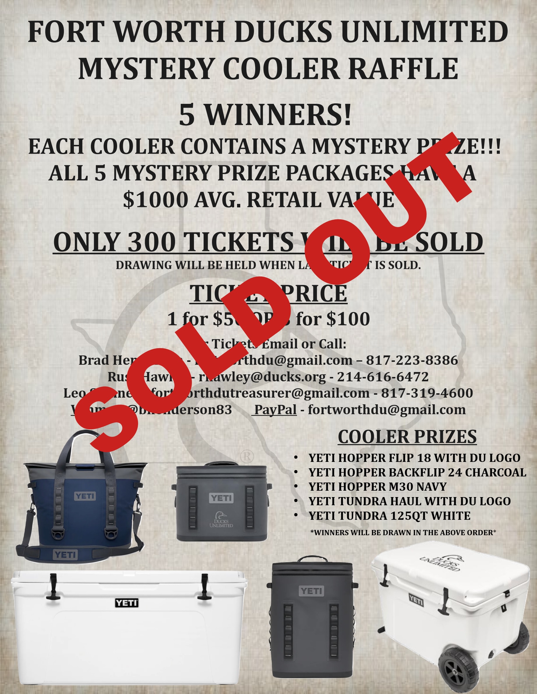 Mystery Cooler Raffle is SOLD OUT! – Fort Worth Ducks Unlimited